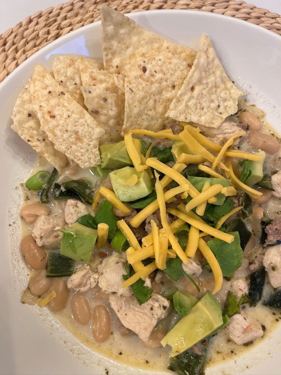 Poblano Chicken and Sausage Chili - Gnarly Roots